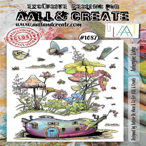 Aall And Create A6 Photopolymer Clear Stamp Set Aubergine Lodge