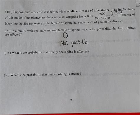 Solved Iii Suppose That A Disease Is Inherited Via A