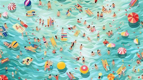 Vibrant Pool Party Pattern With A Flat And Seamless Texture Background