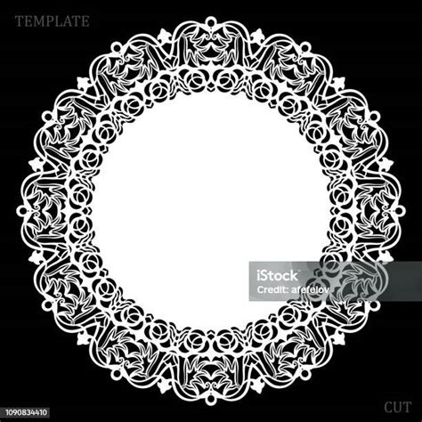 레이스 라운드 종이 받침 용 냅킨 레이스 눈송이 인사말 요소 레이저 컷 템플릿 케이크 장식 벡터 삽화 탁상용 가위에 대한 스톡 벡터 아트 및 기타 이미지 Istock