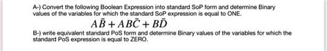 A Convert The Following Boolean Expression Into Standard Sop Form And