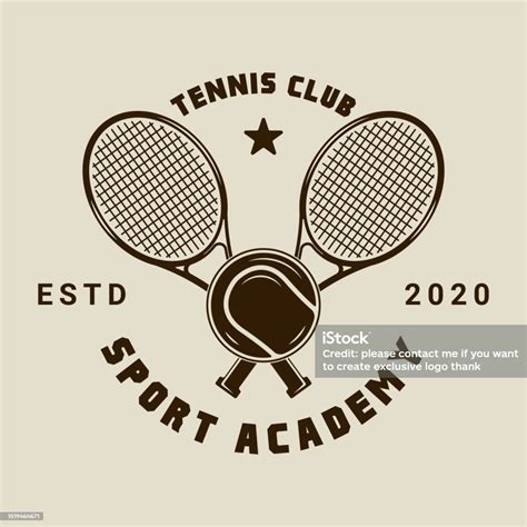 교차 테니스 라켓 로고 빈티지 벡터 일러스트레이션 템플릿 아이콘 그래픽 디자인 클럽 또는 토너먼트 타이포그래피 복고풍 스타일 개념에 대한 공이 있는 스포츠 기호 또는 기호