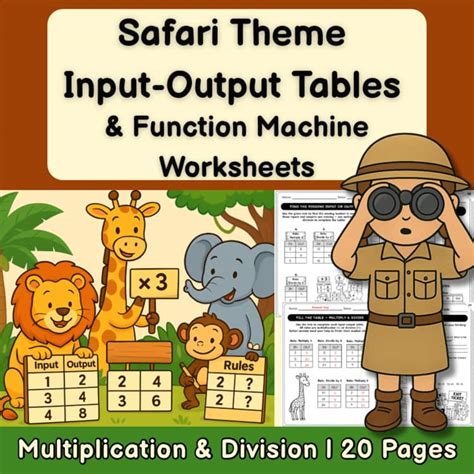 Safari Theme Input Output Tables And Function Worksheetsmultiplication