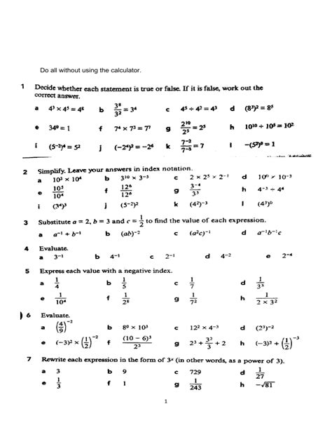 Mathematics Assignment Exponents And Indices Grade 10
