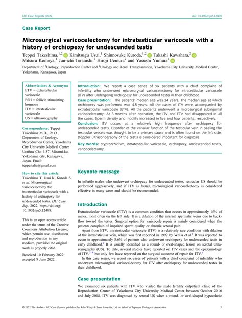 Pdf Microsurgical Varicocelectomy For Intratesticular Varicocele With