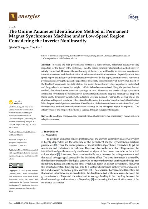 Pdf The Online Parameter Identification Method Of Permanent Magnet