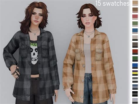 Grunge Checked Shirt Fem Ver Sims Sims 4 Clothing Sims 4
