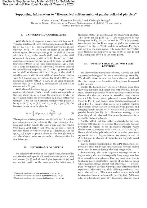 Pdf Hierarchical Self Assembly Of Patchy Colloidal Platelets