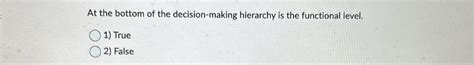 Solved At the bottom of the decision-making hierarchy is the | Chegg.com