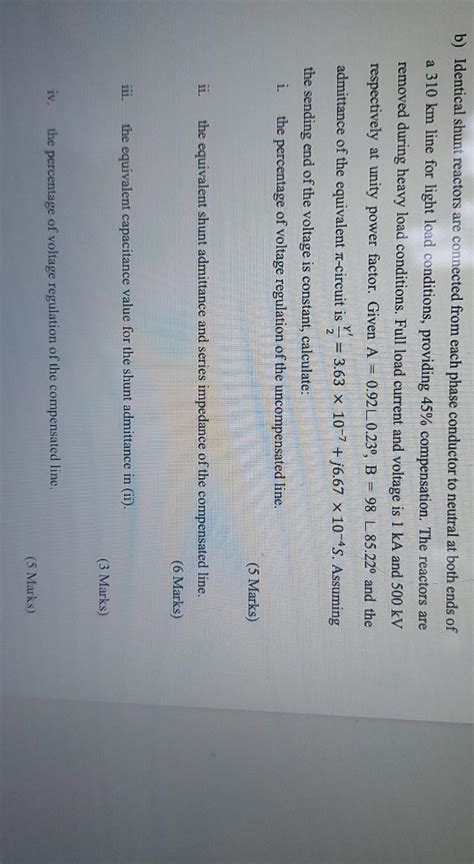 Solved B Identical Shunt Reactors Are Connected From Each Chegg