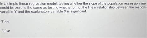 Solved In A Simple Linear Regression Model Testing Whether