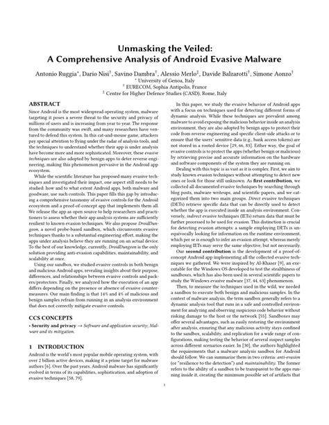 Pdf Unmasking The Veiled A Comprehensive Analysis Of Android Evasive