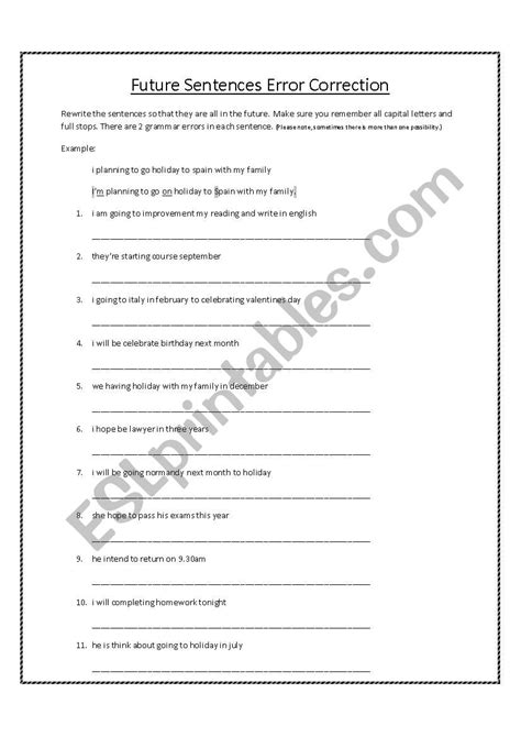 Future Error Correction Esl Worksheet By Coolestest
