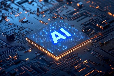 Ai Cpu Digital Technology On Blue Background Stock Image Image Of