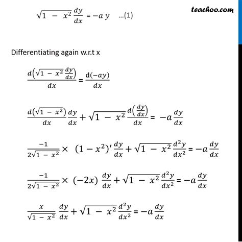 Misc 23 If Y Ea Cos 1 X Show 1 X2 D2y Dx2 X Dy Dx