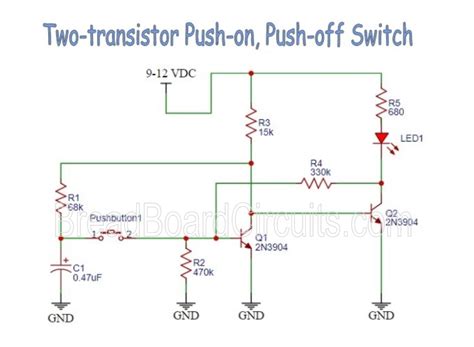 Transistor Push On Push Off Switch BreadBoardCircuits Com