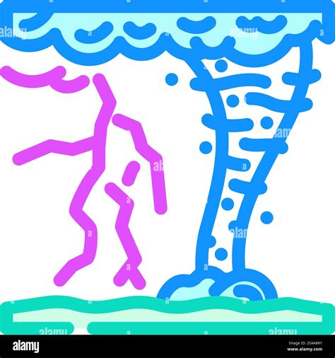 Lightning Hurricane Disaster Color Icon Vector Lightning Hurricane