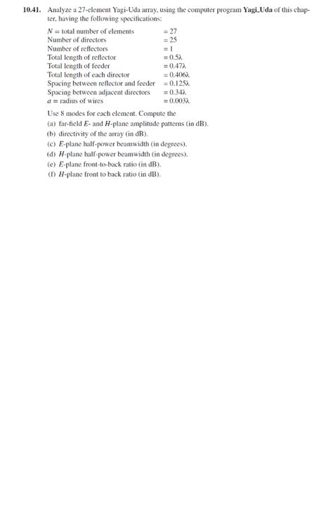 Solved 041 Analyze A 27 Element Yagi Uda Array Using The