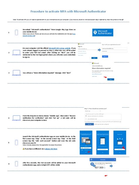 procedure to activate mfa with microsoft authenticator click here for