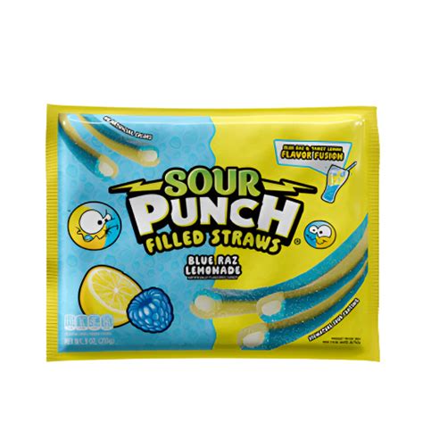 Sour Punch Filled Straws Blue Raz Lemonade Bag All City Candy