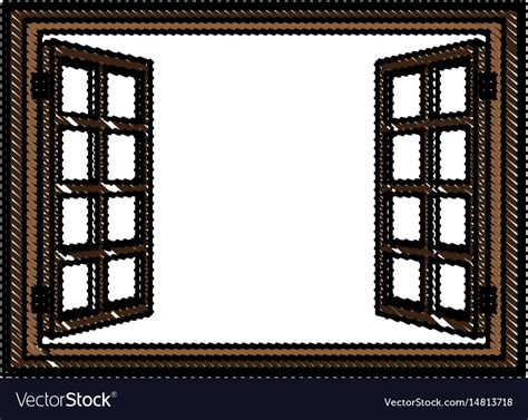 Open Window Frame Wooden Image Royalty Free Vector Image