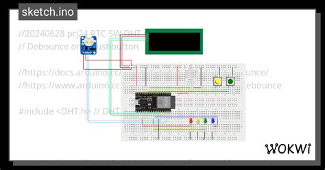 20240628 Prj24 01 RTC SW DHT Sensor LCD I2C Copy Wokwi ESP32 STM32 Arduino Simulator