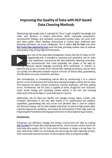 ppt improving the quality of data with nlp based data cleaning