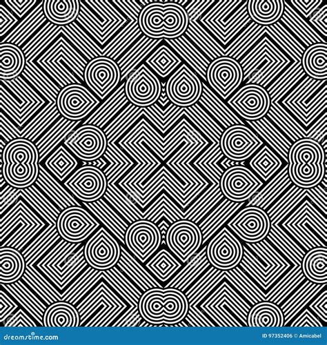 Design Seamless Monochrome Geometric Pattern Stock Vector Illustration Of Wallpaper