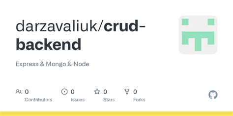 GitHub Darzavaliuk Crud Backend Express Mongo Node
