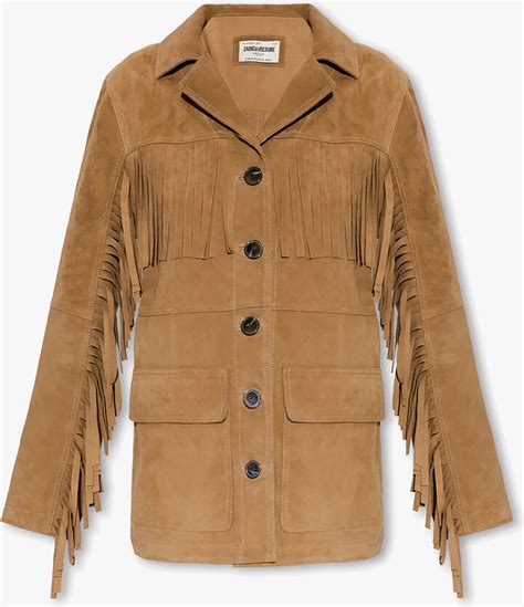 Zadig And Voltaire ‘lala Daim Suede Jacket With Fringes Brown Shopstyle