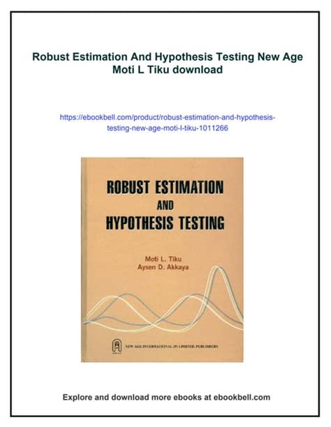 Robust Estimation And Hypothesis Testing New Age Moti L Tiku Pdf