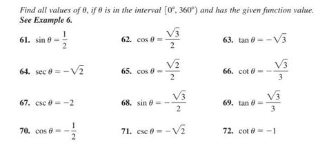 Solved Find all values of θ if θ is in the interval Chegg com