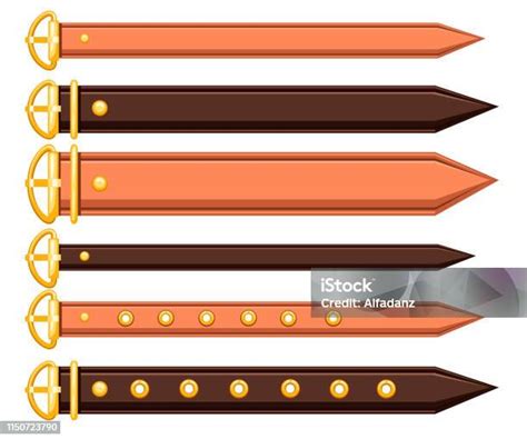 벨트 가죽 및 금속 요소 집합입니다 체인과 꼰 디자인 흰색 바탕에 평면 벡터 일러스트 벨트 또는 핸드 워치 용 스트랩 0명에 대한 스톡 벡터 아트 및 기타 이미지 Istock