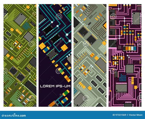 Computer Chip Technology Processor Circuit Motherboard Information System Vector Illustration