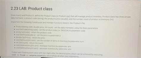 solved 2 23 lab product class given main and producth