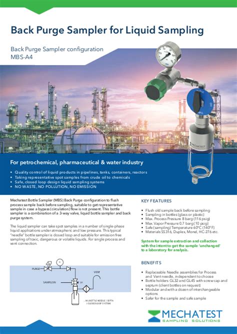 Liquid Sampling System On Off Liquid Sampler Mechatest Webshop For