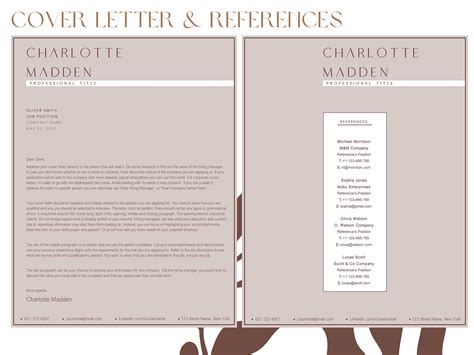 Feminine Resume Template MS Word CV Resume With Cover Letter And References Elegant Curriculum