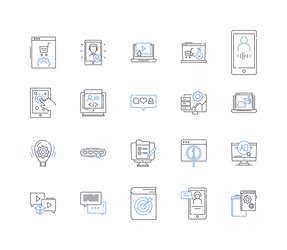 Software Engineering Line Icons Collection Code Vector Image