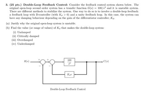 Solved 3 25 Pts Double Loop Feedback Control Consider