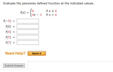 Solved Evaluate The Piecewise Defined Function At The