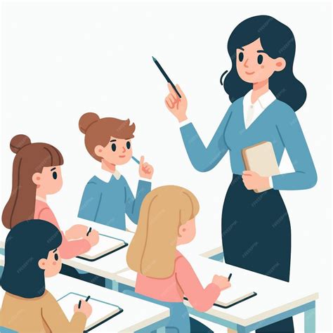 Векторная иллюстрация школьного учителя объясняющего урок ученику Премиум векторы