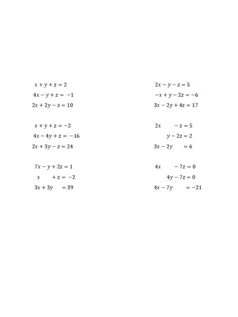 Simultaneous Equation 3 Variables Pdf