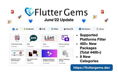 Flutter Gems June22 Update Supported Platforms Filter 400 New