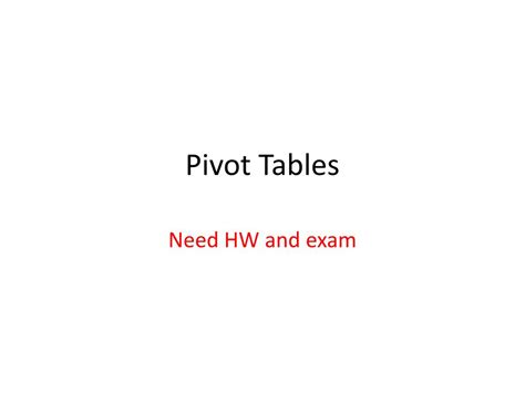 PPT Pivot Tables PowerPoint Presentation Free Download ID