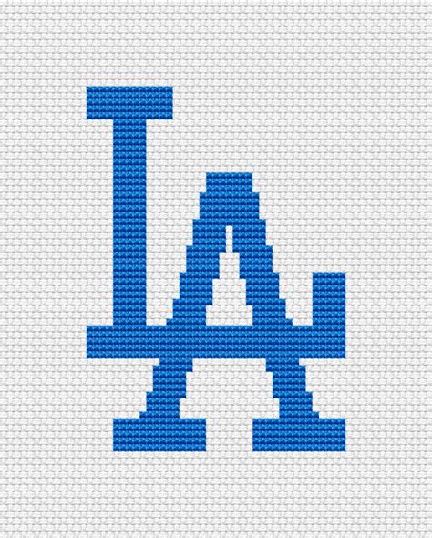 Los Angeles Dodgers Logo Counted Cross Stitch Pattern Download In Pdf