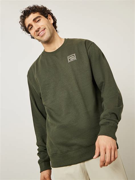 Minimal Print Relaxed Fit Sweatshirt For Men At Saudi Styli