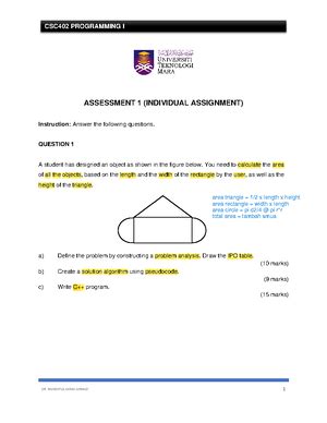 CSC Lab Assignment ASSIGNMENT CSC OBJECT ORIENTED PROGRAMMING NAME AMNI