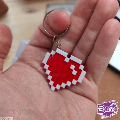 3d Printable 8 Bit Heart Keychain By Body3d 3d Printable 8 Bit Heart Keychain By Body3d