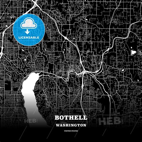 Black Map Poster Template Of Bothell Washington Usa Hebstreits
