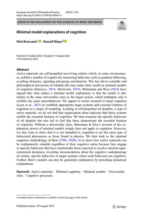 Pdf Minimal Model Explanations Of Cognition